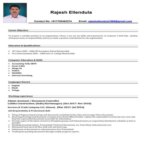 Cv document controller | PDF