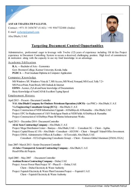 DOCUMENT CONTROLLER CV | DOCX