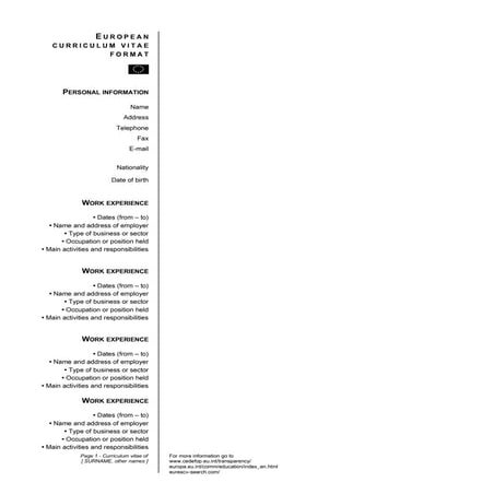 CV европейски формат-ENG | DOC