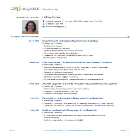 C.v europass português | PDF