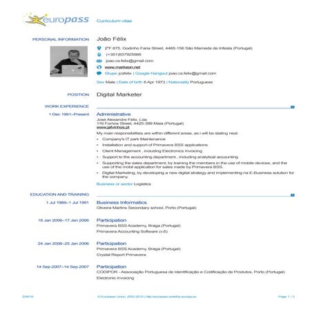 Cv europass-20160623-félix-en | PDF