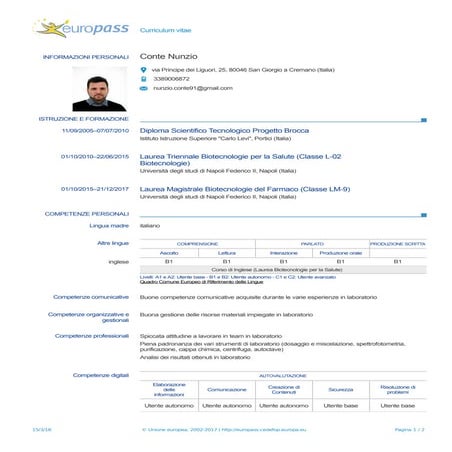Cv europass-20200131-conte-it 1 | PDF