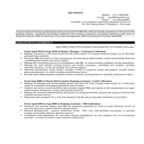 Cv Ijaz Ahamed | PDF | Business Administration | Business