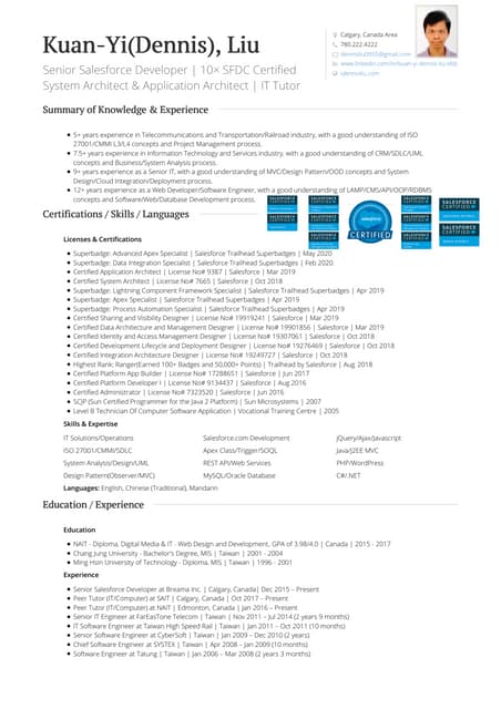 Salesforce Certified System Architect - KuanYi(Dennis) Liu | PDF