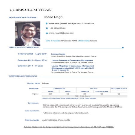 CV mario negri | PDF