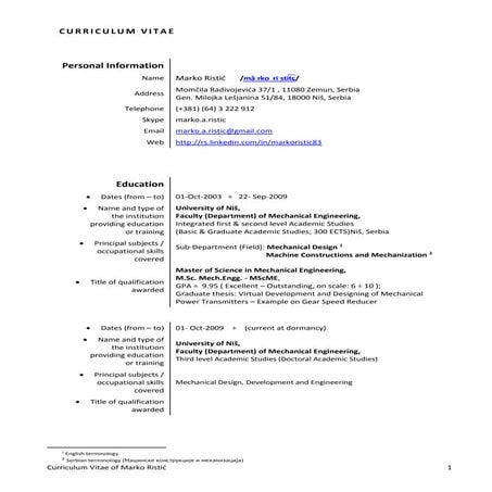 CV - Marko Ristic | PDF