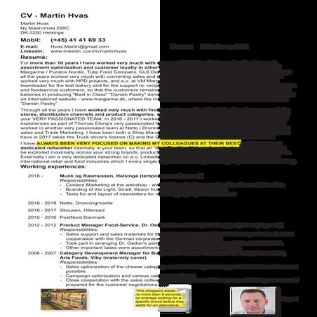 Cv martin hvas 10-18 uk | PDF | Food Industry | Industries