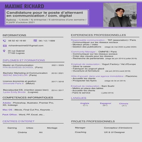 Cv Maxime Richard - alternance communication | PDF
