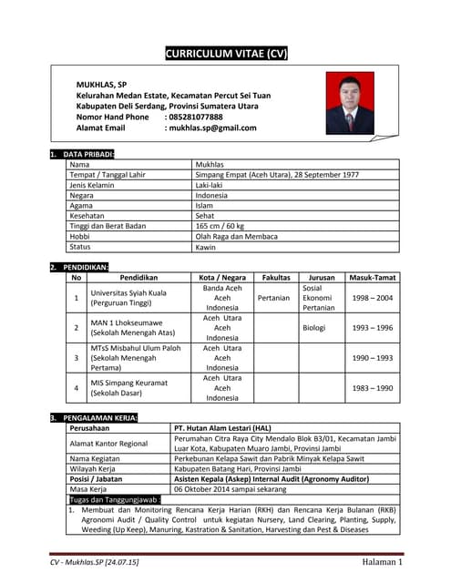 CV Wisnu Internal Auditor (Bahasa) | PDF