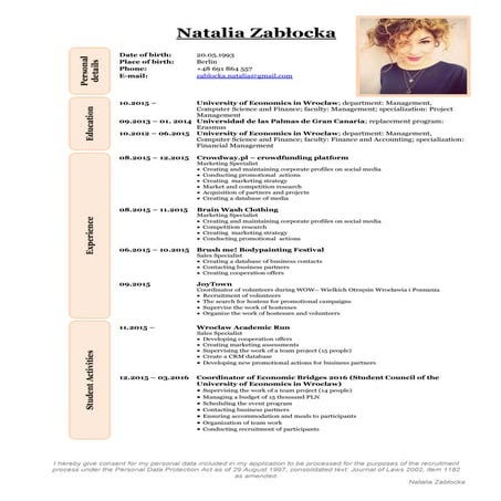 Cv natalia zabłocka | PDF