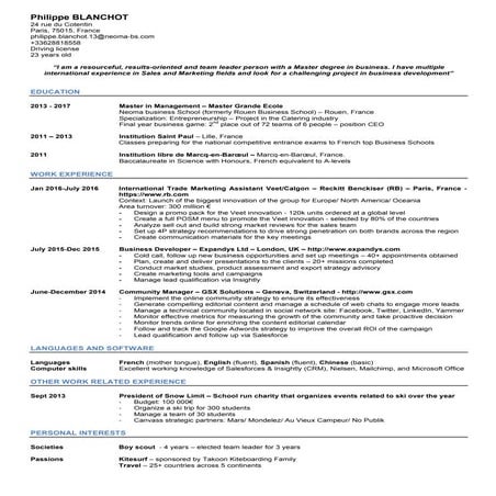 CV Philippe Blanchot 2017 | PDF