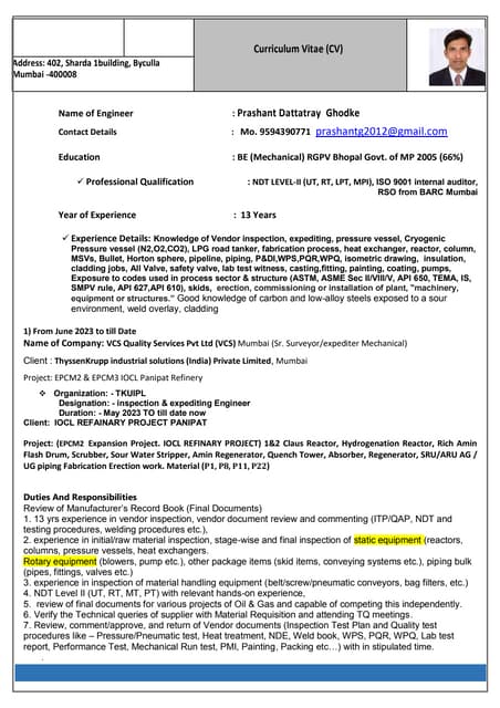 Structural & Piping QC Inspector CV - PDF | PDF