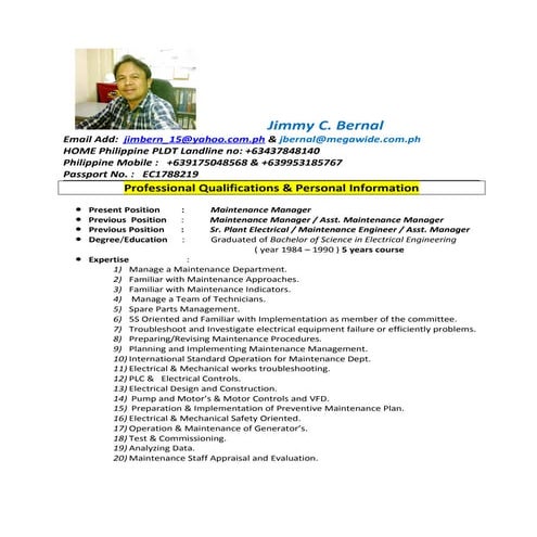 Cv resume jimmy c. bernal | DOC