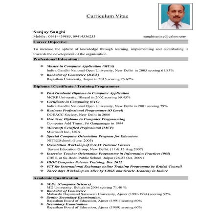 Sanjay Sanghi - PGT (Computer Science / IP) | PDF