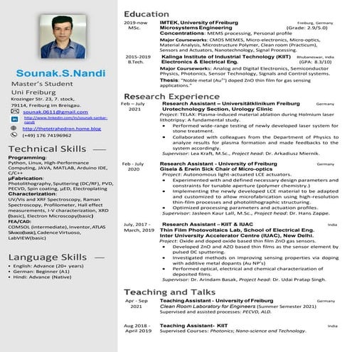 CV 2022- Sounak Sankar Nandi | PDF