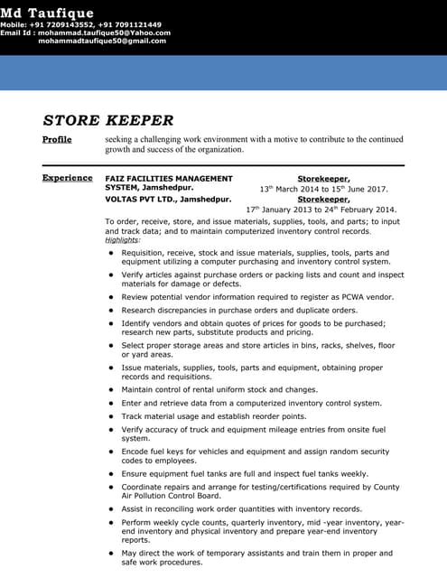 Store-Incharge-Resume | DOCX