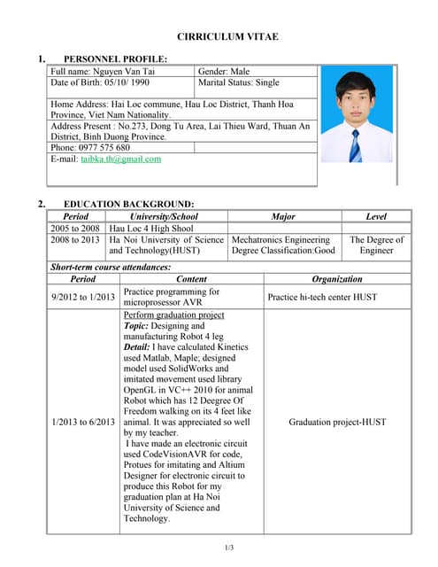 Thai.curriculum vitae | PDF