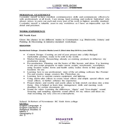 Monster Resume Templates