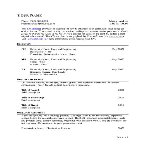 Cv template outline | DOCX