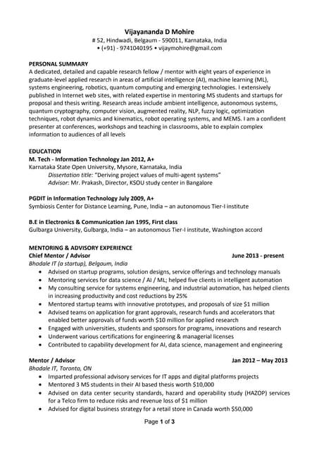 vijayananda mohire - biosketch | PDF