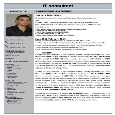 Cv yahya-echi-SIEM-QRADAR-english | PDF