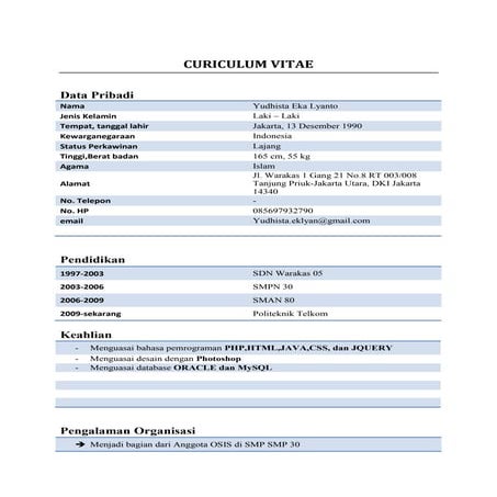 Cv yudhista eka lyanto(30109441) | DOCX
