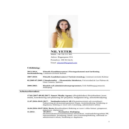 CV marketing and economics | PDF
