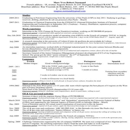 Cv 12 05 10 English Normand Marc | PDF