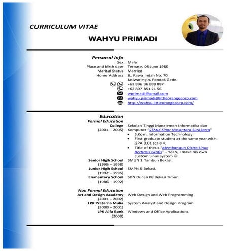 Curriculum Vitae of Wahyu Primadi | PDF