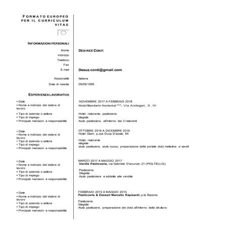 Cv formato europeo | PDF
