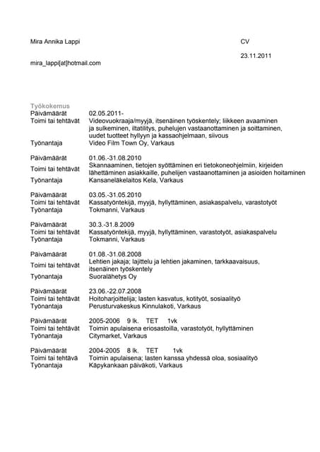 CV Susanna Heinonen L | PDF