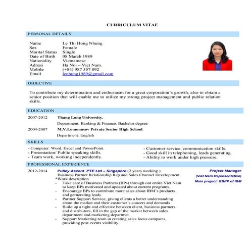 #Cv2014 apr le thi hong nhung - online | PDF