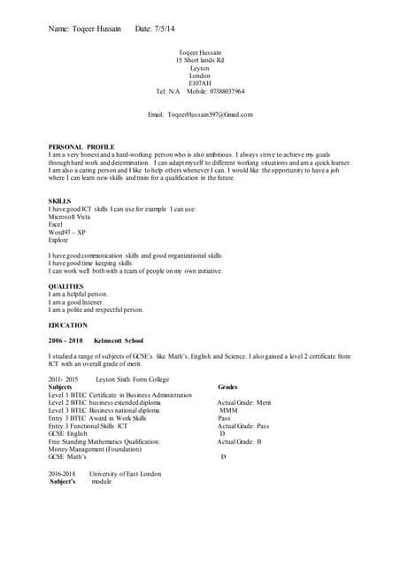 CV of Sasha Tait (1) | PDF