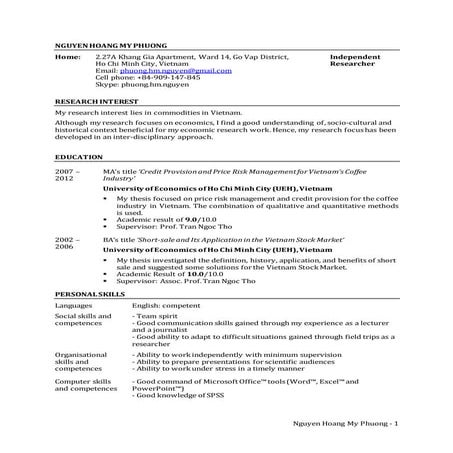 Nguyen Hoang My Phuong - CV 4/2016 | DOCX