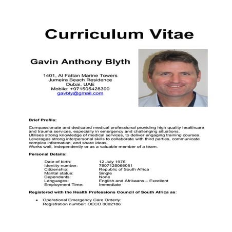 CV Gavin Blyth | DOC