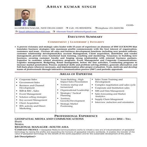 Cv abhay new | DOC | Sales | Business
