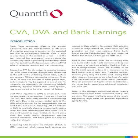 Cva, dva and bank earnings quantifi | PDF