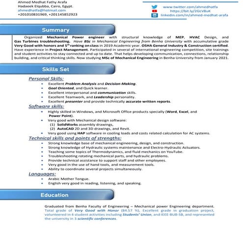 Ahmed Medhat Arafa resume | PDF