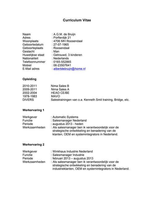 CV Bart Janssen, 2014. | DOC