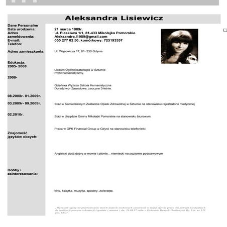 Cv aleksandra lisiewicz | DOC