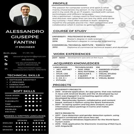 CV Alessandro Giuseppe Fantini | PDF | Programming Languages | Computing