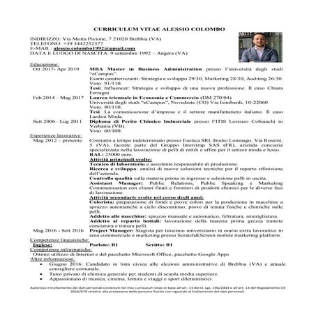 CV alessio colombo | PDF