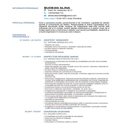 CV Alina Budean | PDF