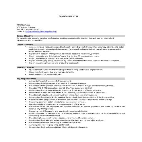 Cv amit ranjan | DOC