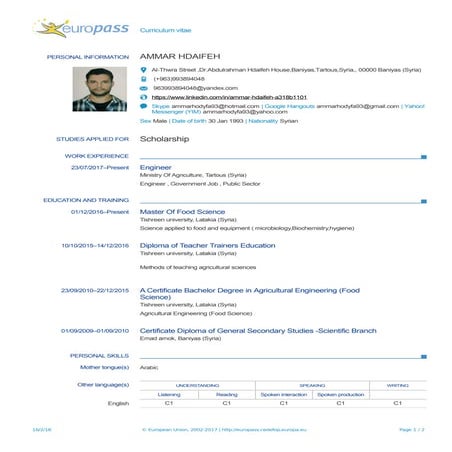 Cv Ammar HDAIFEH | PDF