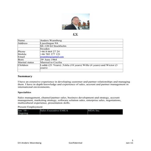 Cv Anders Wannberg Jan 2011 | PDF