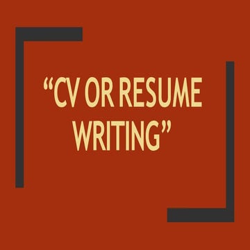 CV and Resume writing | PPTX