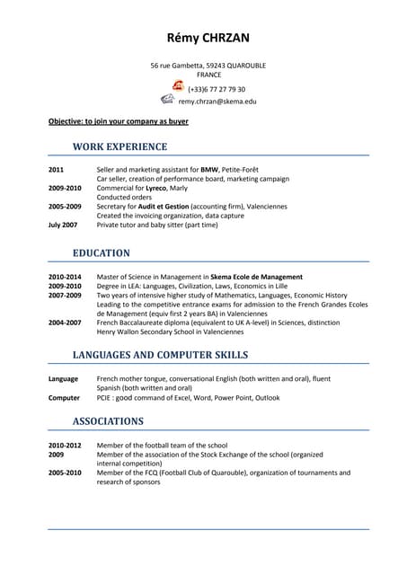 Resume | PDF | Business | Business and Finance
