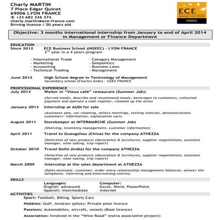Cv anglais pdf copy | PDF