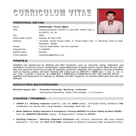 Cv ardiansyah t.a cswip 3.1 | DOCX